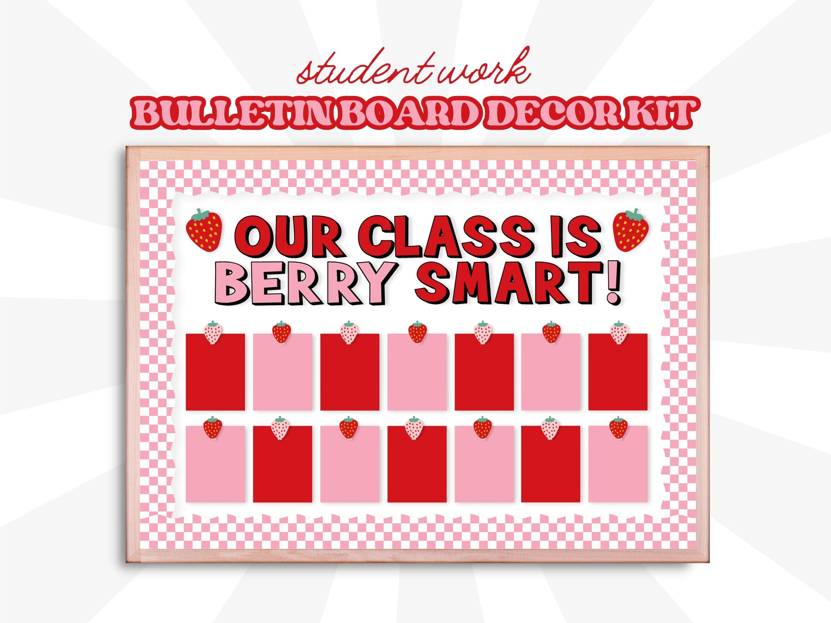 Strawberry Student Work Bulletin Board Kit, Cute Classroom Decor Set ...