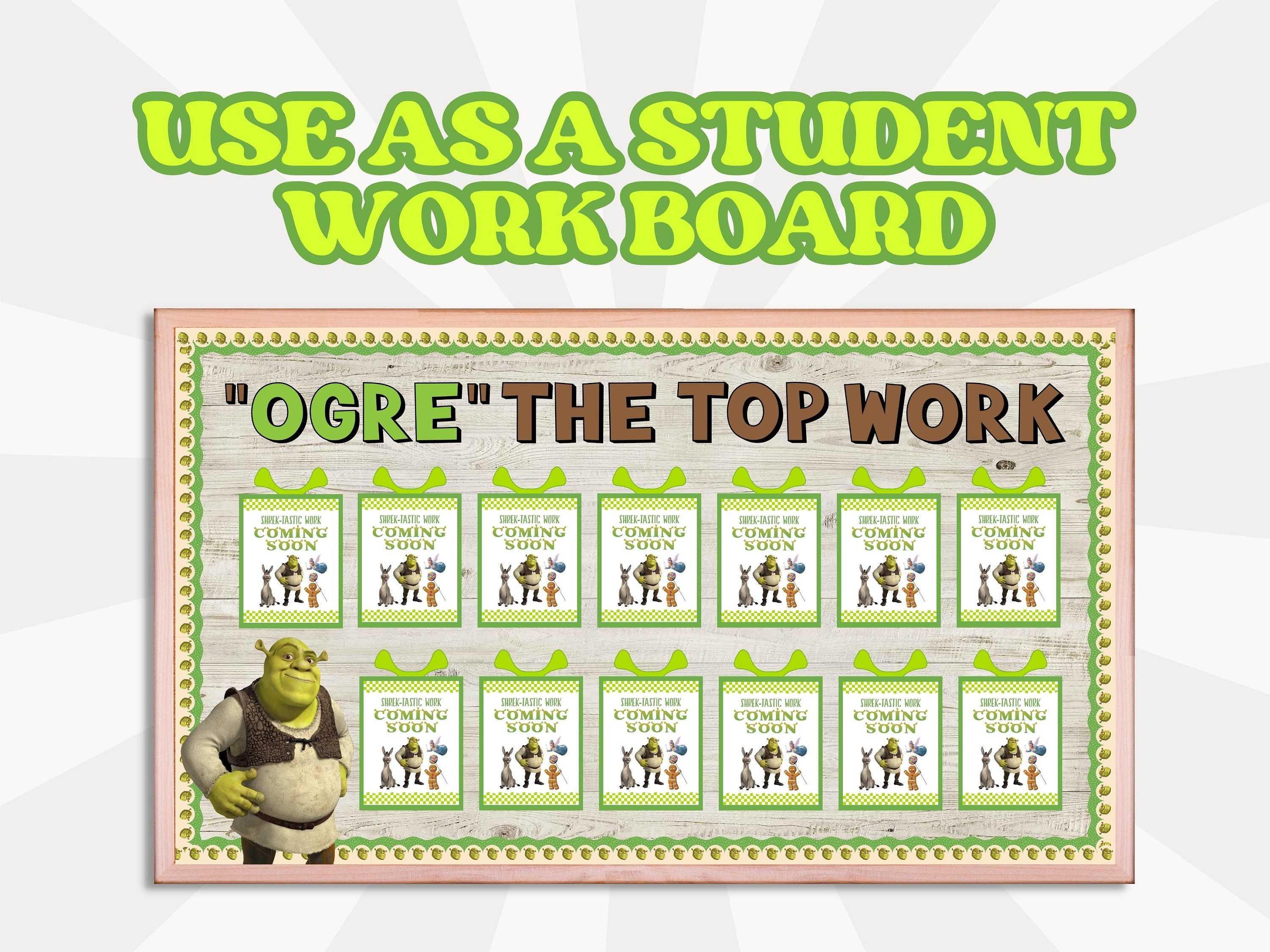 2-for-1 Shrek Themed Funny Bulletin Board Decor Kit, Student Work Board ...