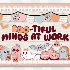 Retro Halloween Bulletin Board Kit, Halloween Classroom Decor, Pastel ...