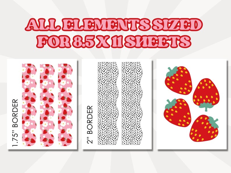 Strawberry Student Work Bulletin Board Kit, Cute Classroom Decor Set ...