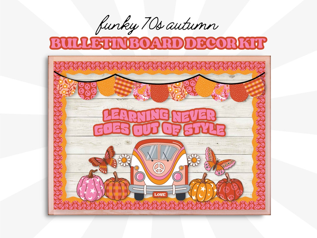 Groovy 70s Fall Bulletin Board Kit, Retro 60s Classroom Decor Set ...