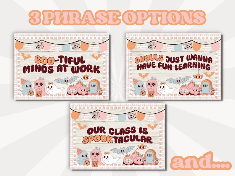 Retro Halloween Bulletin Board Kit, Halloween Classroom Decor, Pastel ...