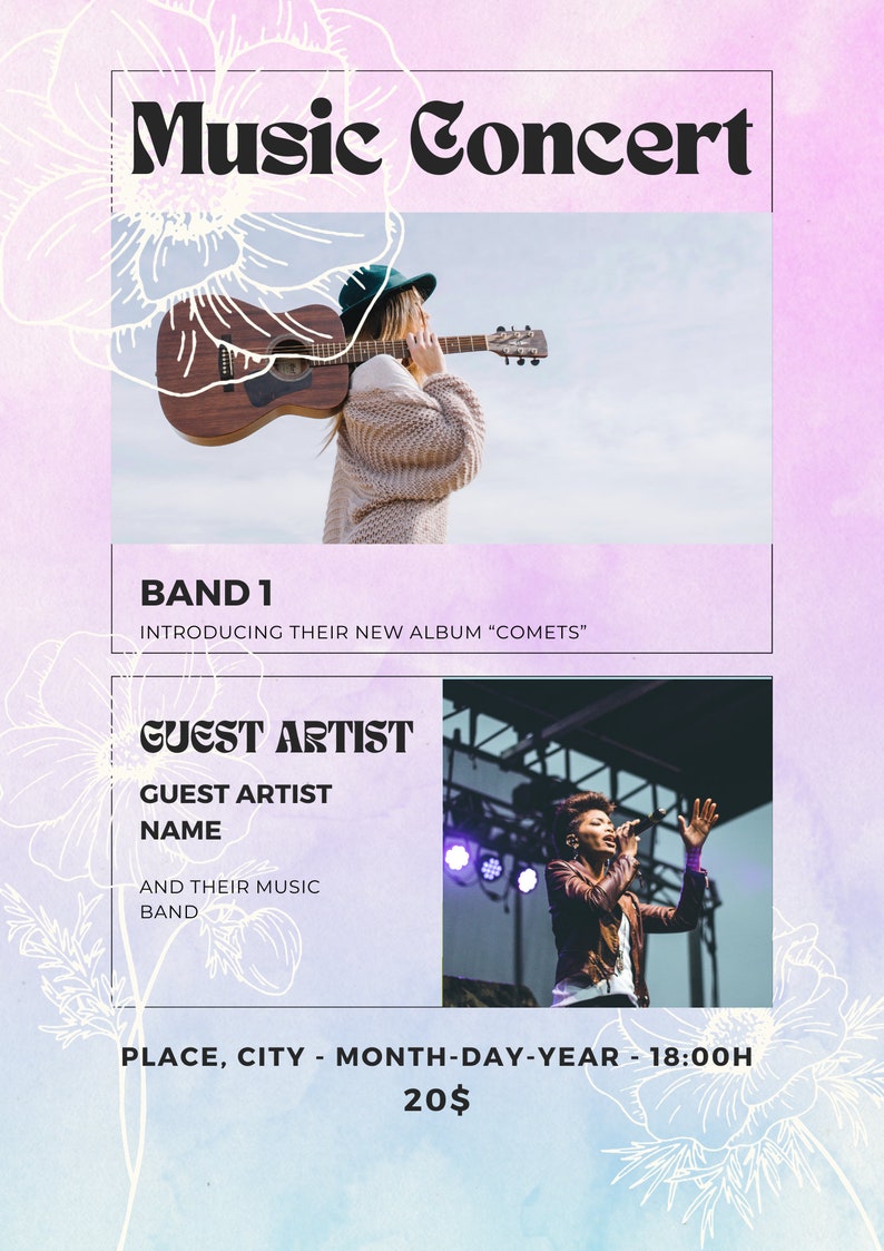 8 Editable Concert Poster in Canva, Concert Poster, Concert Template ...