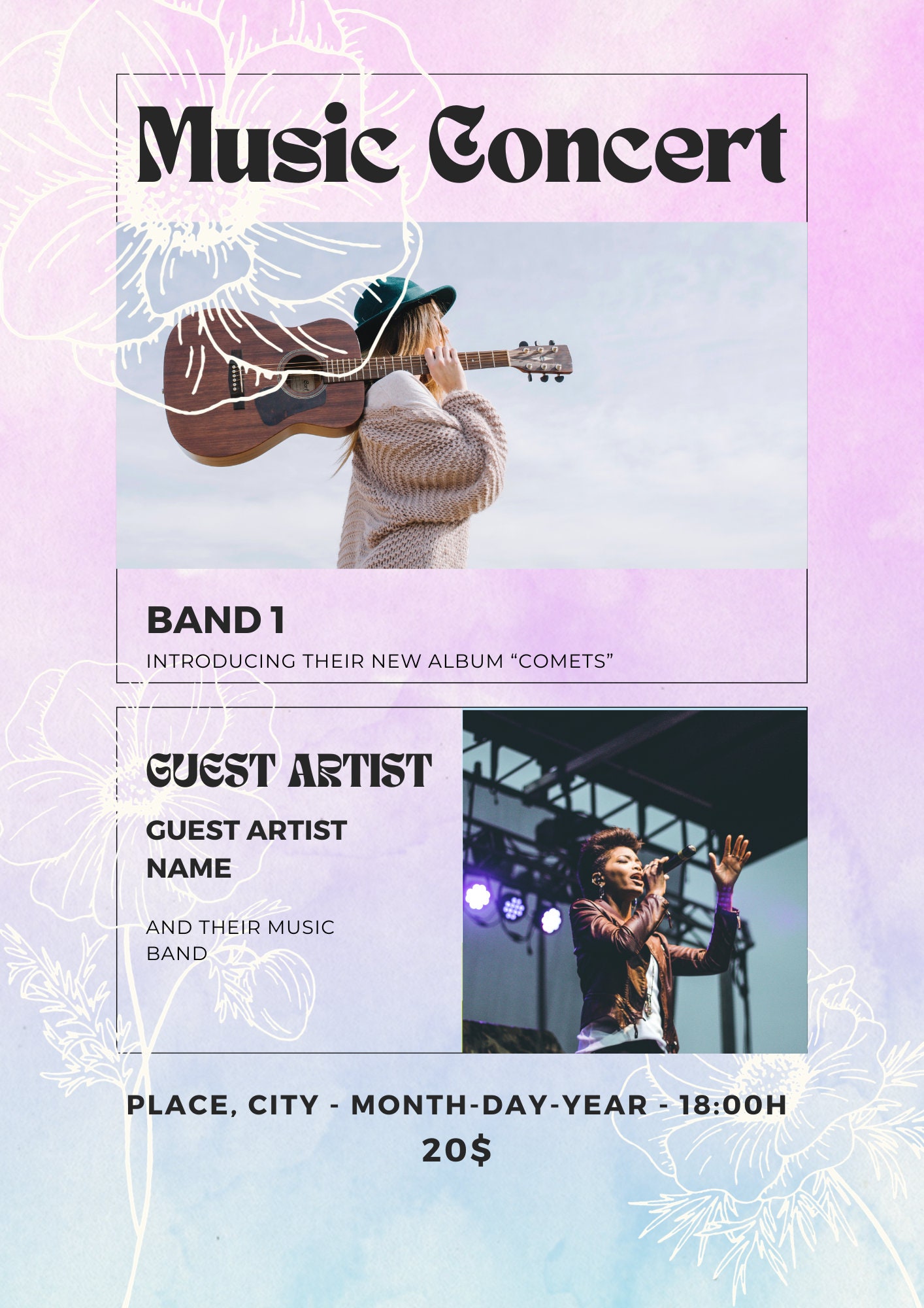 8 Editable Concert Poster in Canva, Concert Poster, Concert Template ...