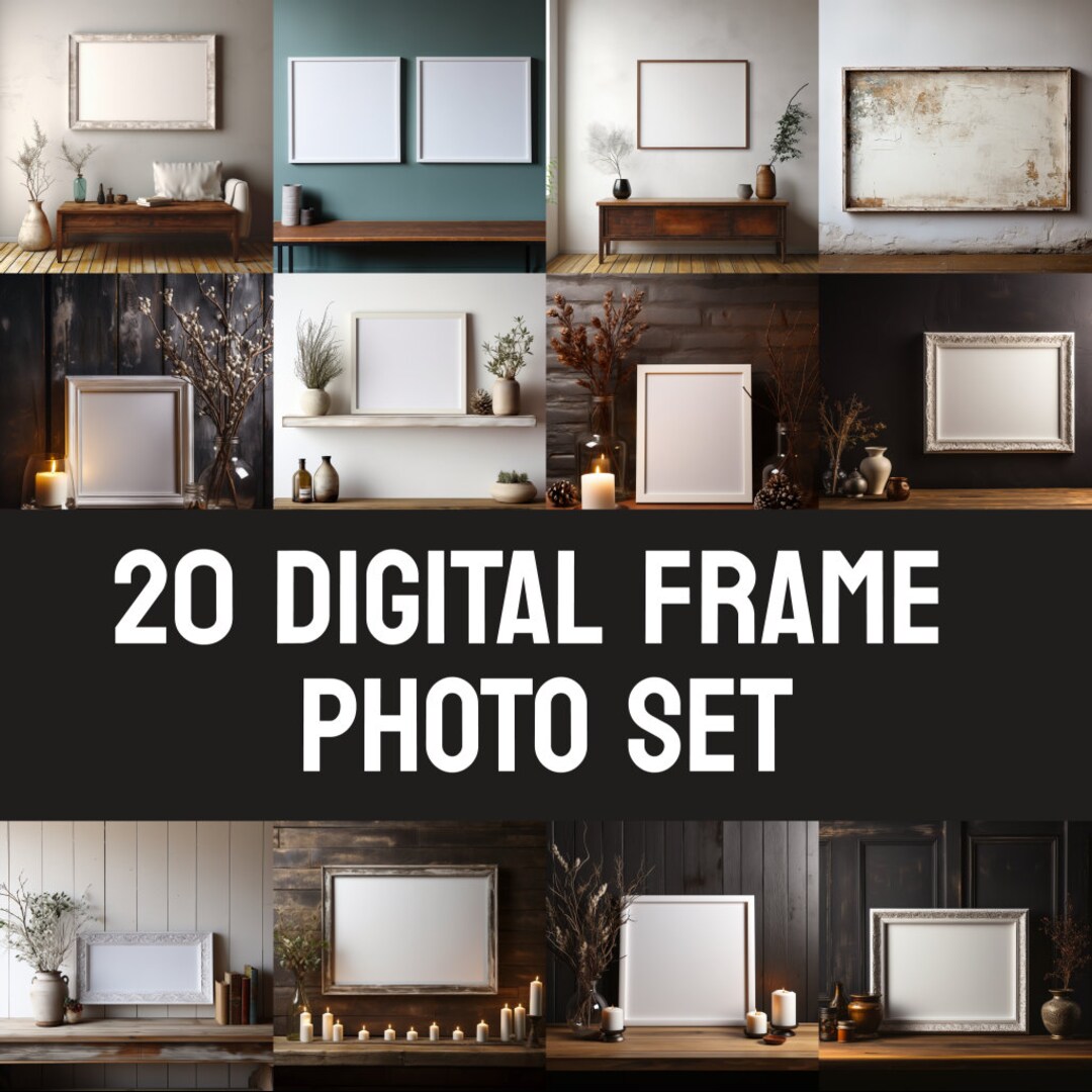 20 Digital Frame Photo Set, Mockups Frame, Wood Frame Mockup, Square ...