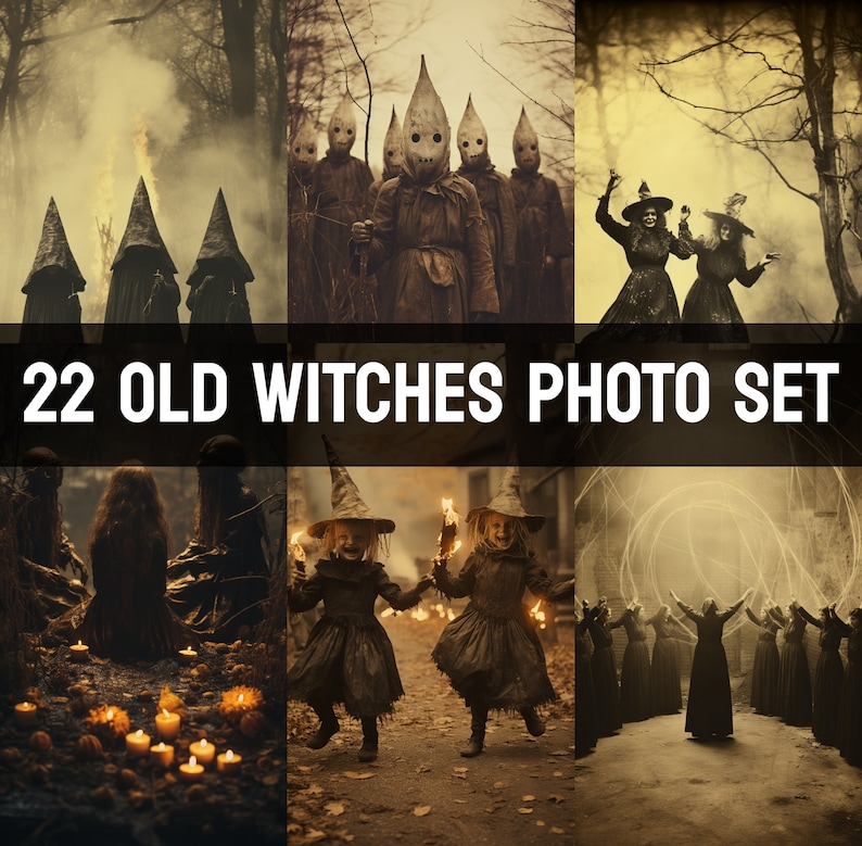 Vintage Halloween, Dancing Witches, Circle of Witches, Digital Art ...