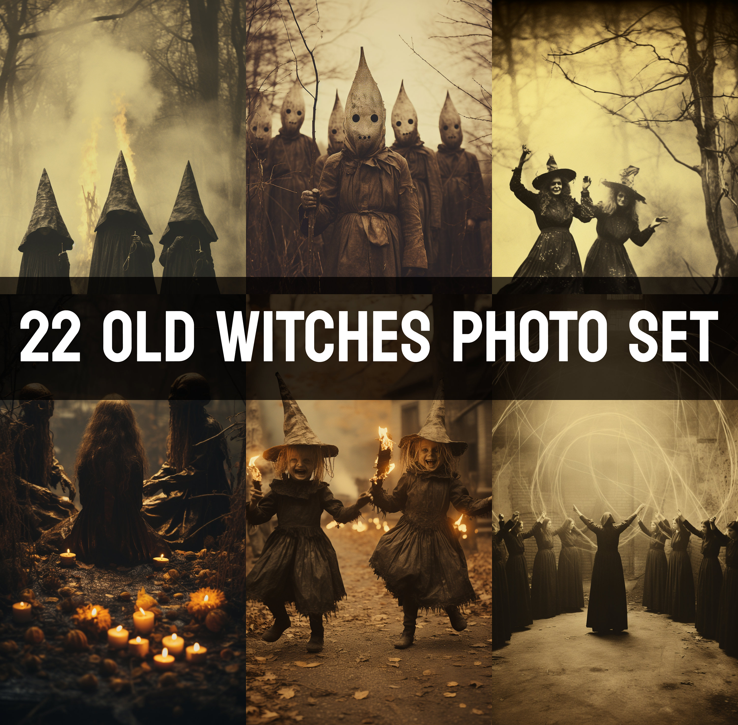 Vintage Halloween, Dancing Witches, Circle of Witches, Digital Art ...