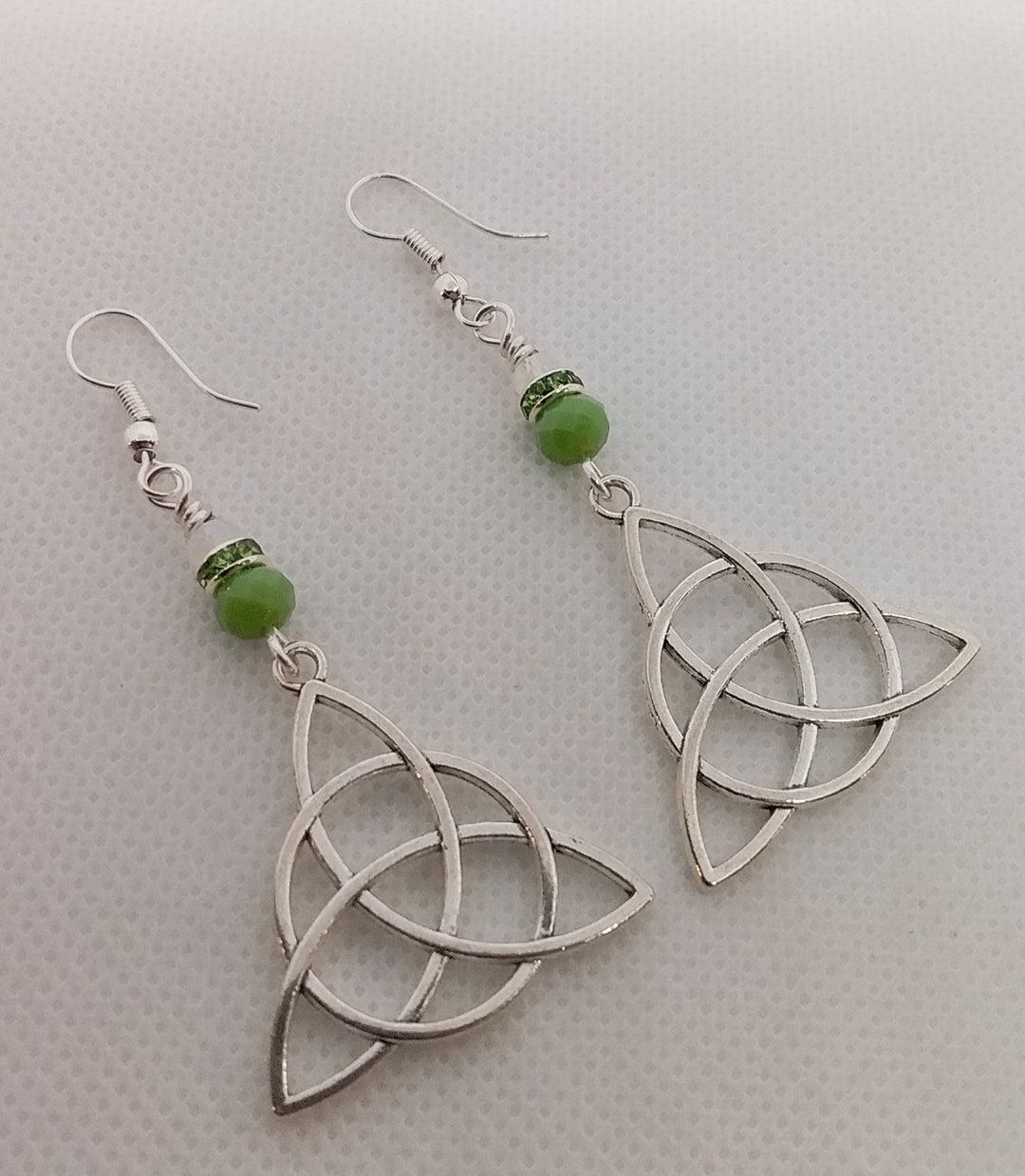 Triquetra Knot Earrings Light Green, Trinity Knot Earrings - Etsy