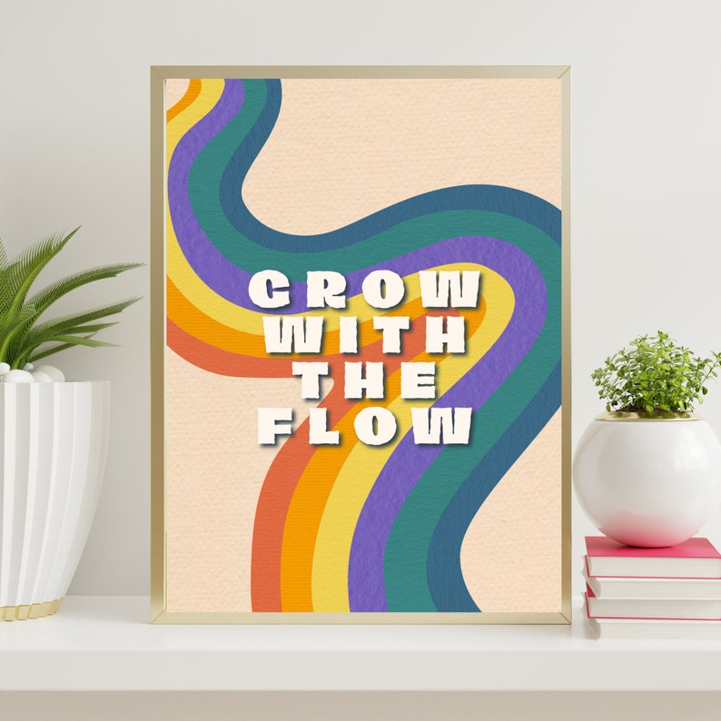 Grow With the Flow Poster Motivational Quote Print Positive - Etsy