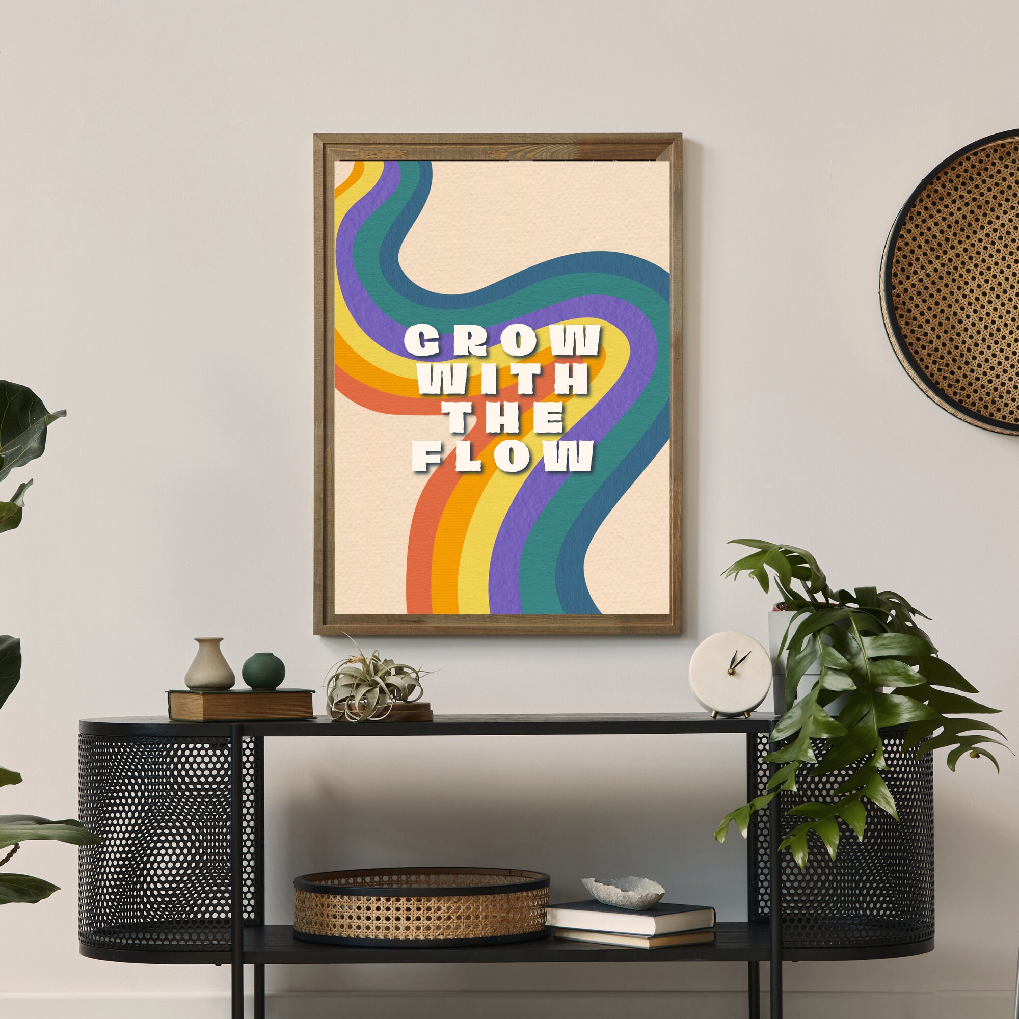 Grow With the Flow Poster Motivational Quote Print Positive - Etsy