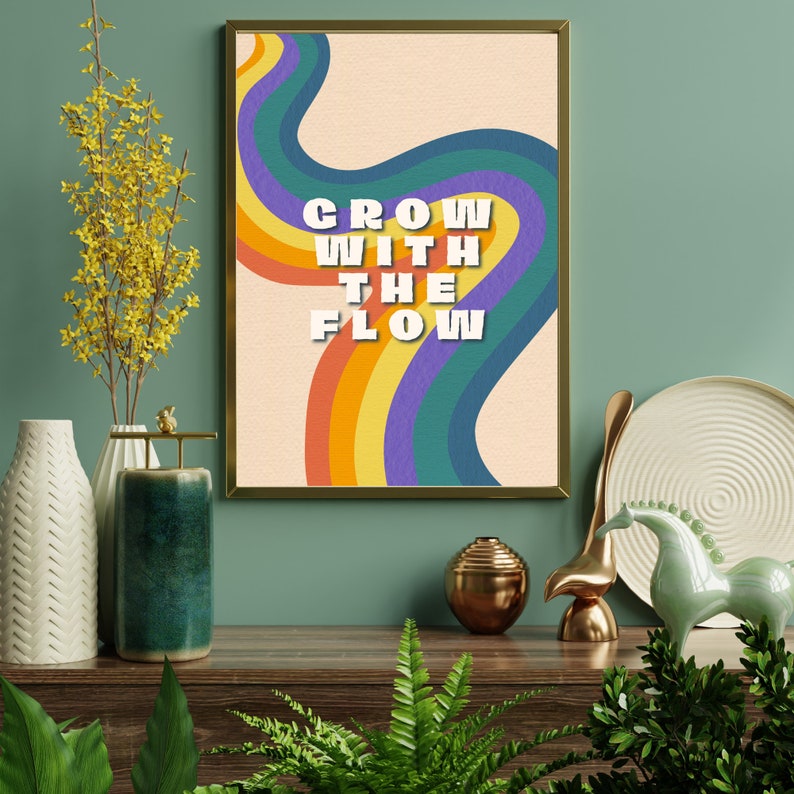 Grow With the Flow Poster Motivational Quote Print Positive - Etsy