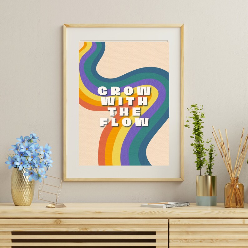 Grow With the Flow Poster Motivational Quote Print Positive - Etsy