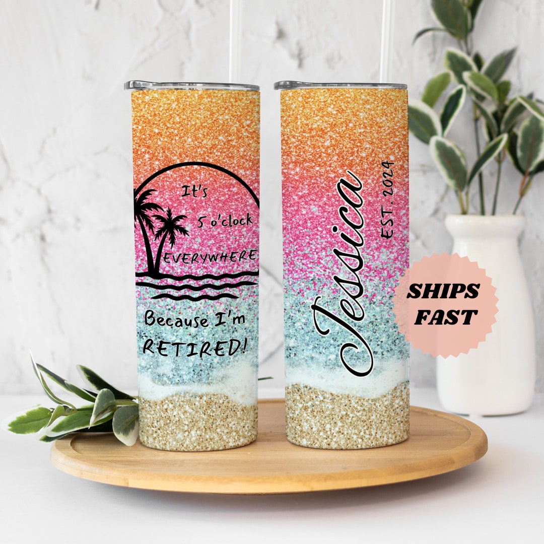 Personalized Retirement Tumbler, Beach Design, Retirement Gift - Etsy