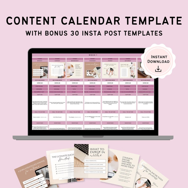 Social Media Content Calendar Template, Google Sheets, Editable ...
