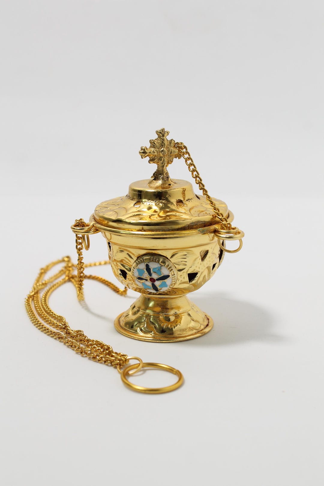 Small Hanging Brass Incense Burner With Cross Christian Censer From ...