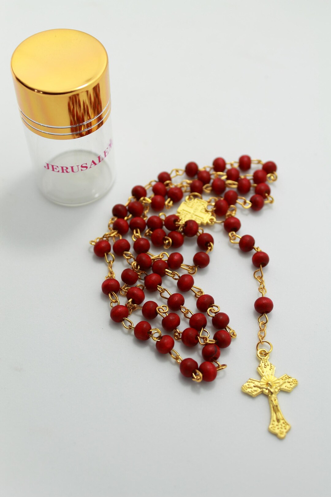 Rosary From the Holy City of Jerusalem, Handmade Red Rosary Beads ...