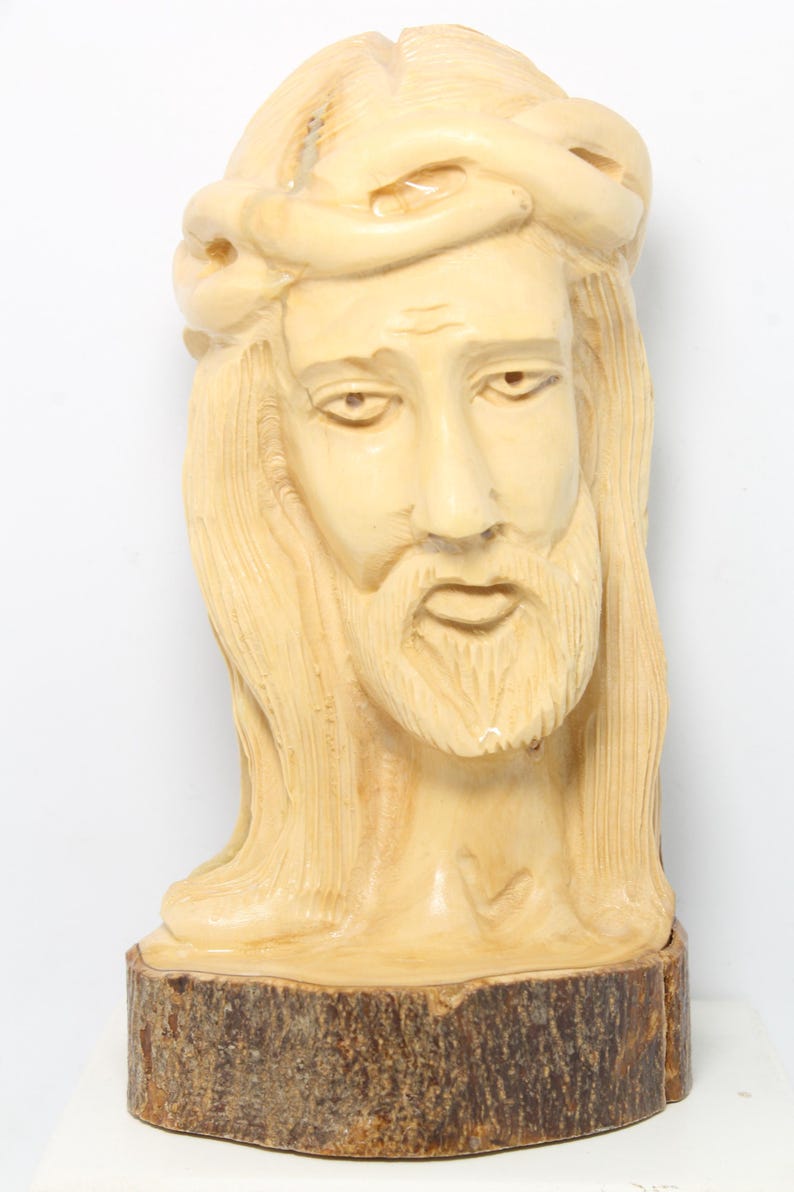 Jesus Face Statue Christ Wood Carving Jesus Face With Throne From Olive Wood - Etsy