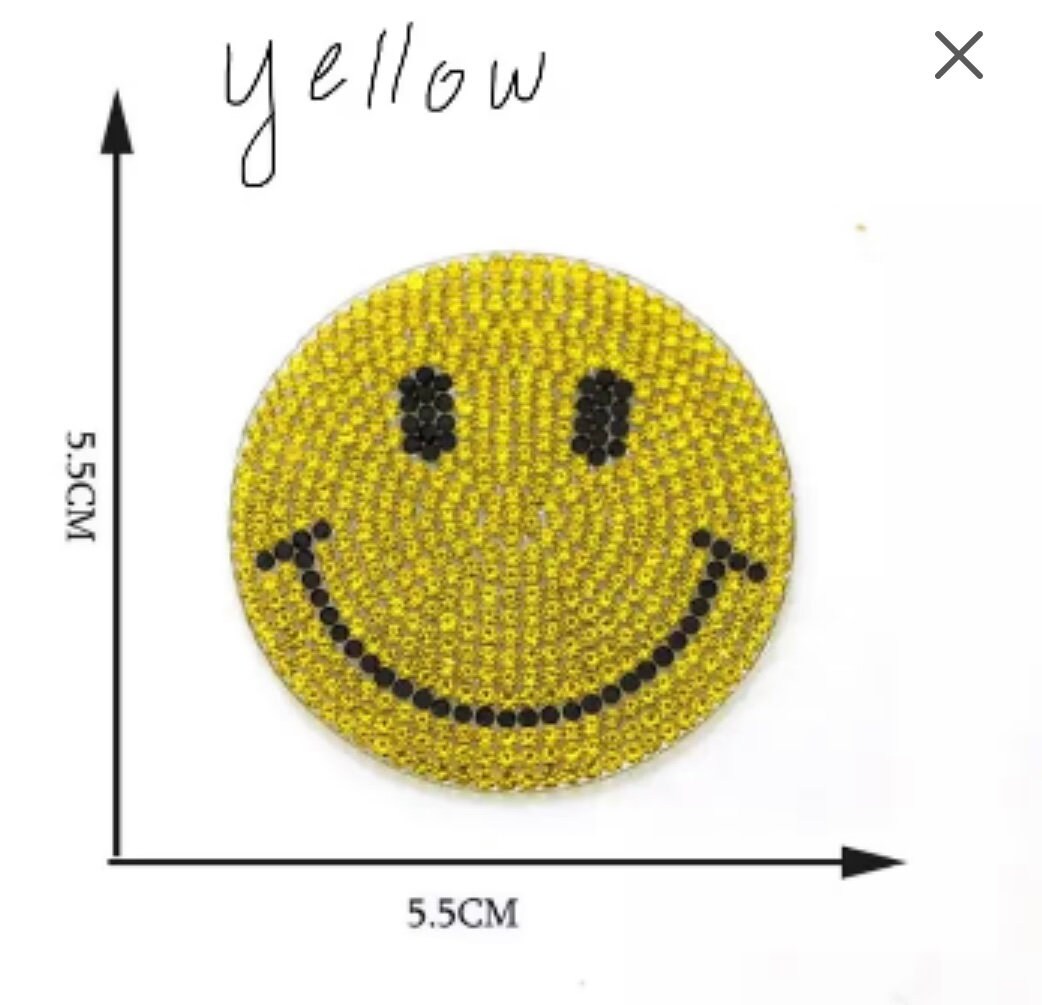 Rhinestone Iron on Smiley Face Patch Iron on Rhinestone Smiley Face ...