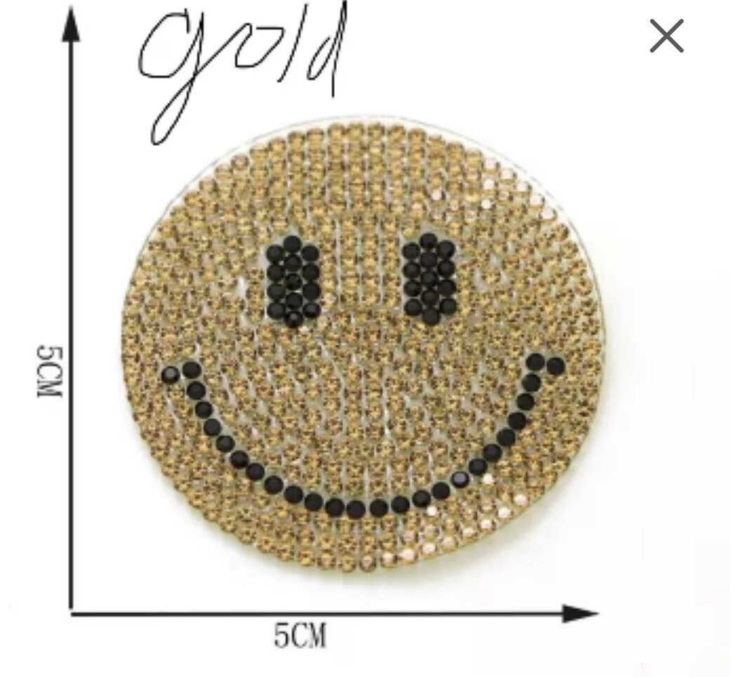 Rhinestone Iron on Smiley Face Patch Iron on Rhinestone Smiley Face ...