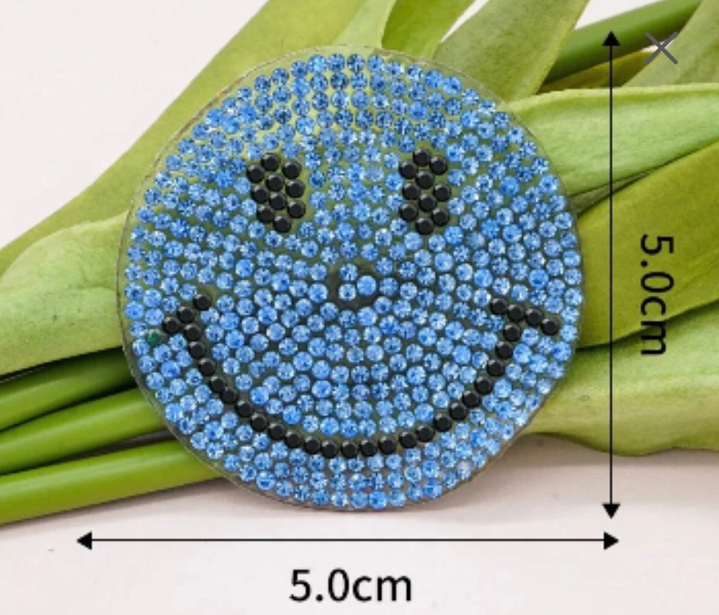 Rhinestone Iron on Smiley Face Patch Iron on Rhinestone Smiley Face ...
