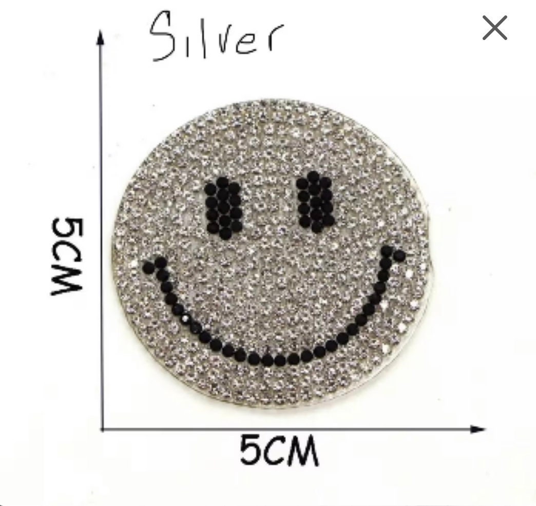 Rhinestone Iron on Smiley Face Patch Iron on Rhinestone Smiley Face Patch Rhinestone Fashion ...