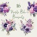 Purple Boho Bouquet Clipart. Watercolor Florals. Bohemian - Etsy