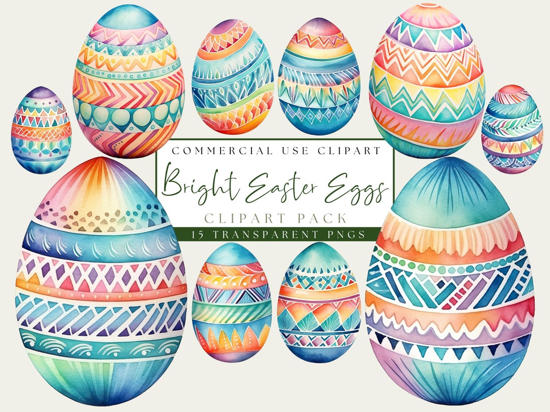 Painted Easter Egg Clip Art. Bright Decorated Spring Eggs. Colorful ...
