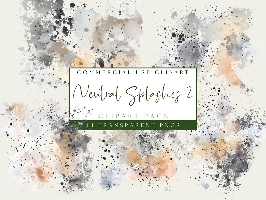 Neutral Watercolor Splatter Clipart. Abstract Background Pngs. Splashes ...