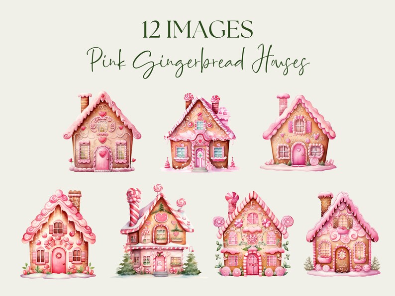 Pink Gingerbread House Clipart. Christmas Images. Candy Pink ...