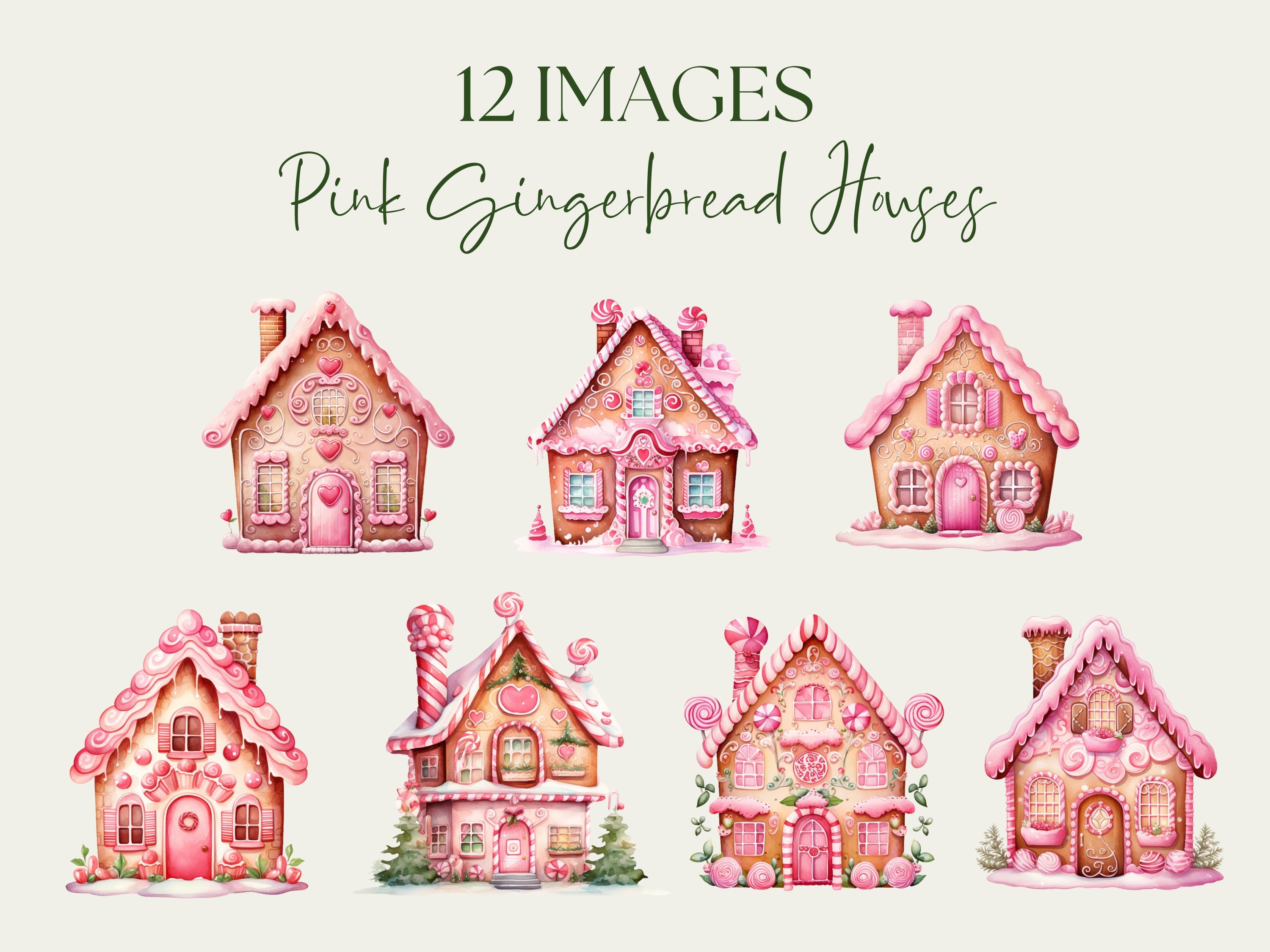 Pink Gingerbread House Clipart. Christmas Images. Candy Pink ...