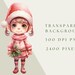 Pink Girl Elf Clipart. Watercolor Christmas Image. Festive Holiday PNG ...