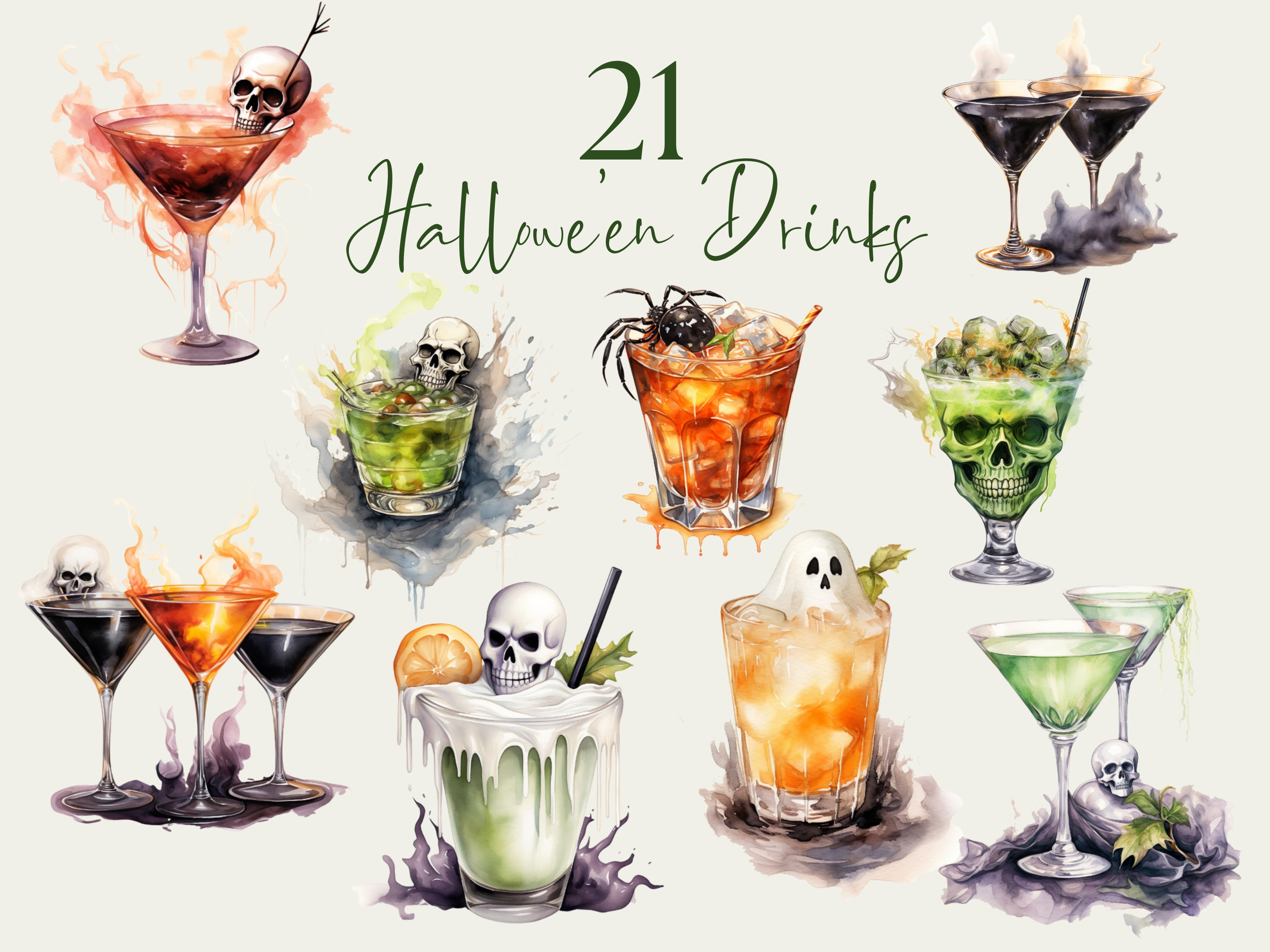 Halloween Cocktail Clipart. Spooky Halloween Drinks. PNG Clipart ...