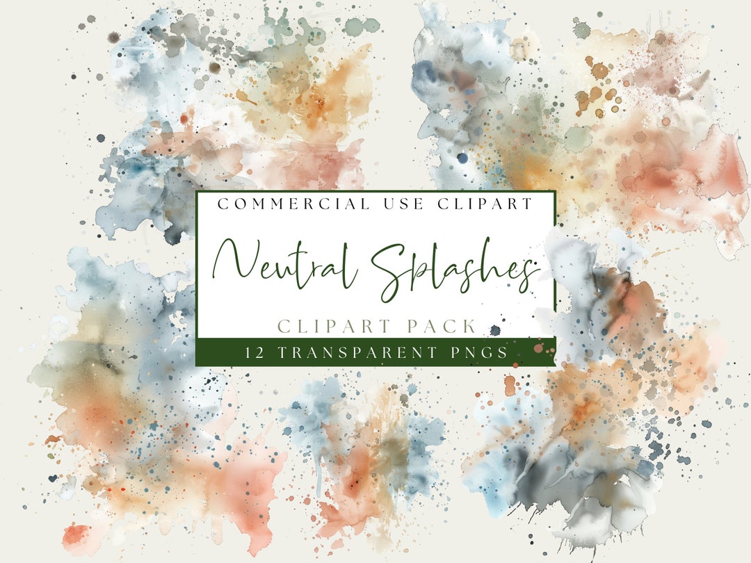 Neutral Watercolor Splatter Clipart. Abstract Background Pngs. Splashes ...