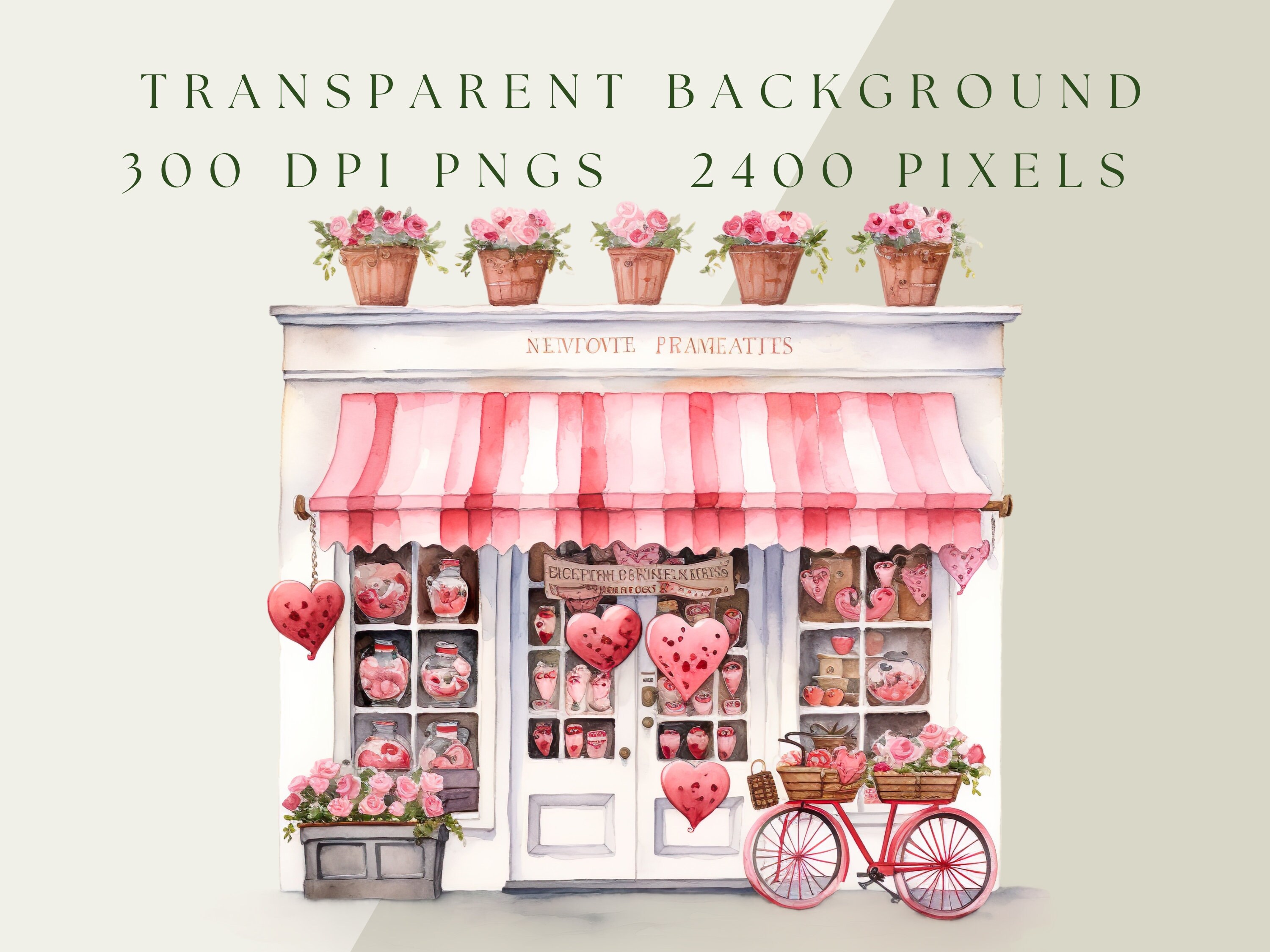 Valentine Candy Shop Clipart. Pink & Red Valentine Sweet Shop PNG ...