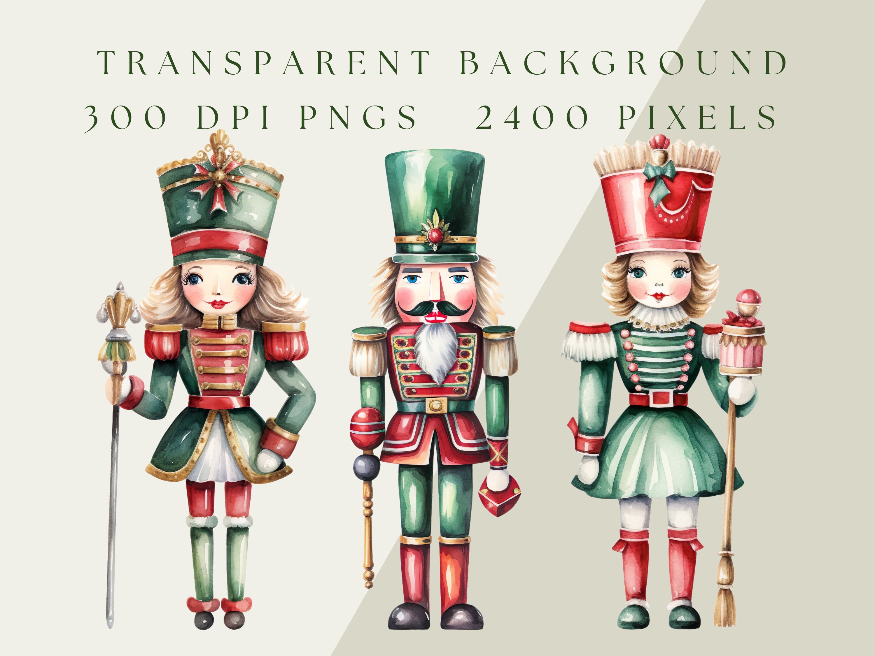 Christmas Nutcracker Clip Art. Watercolor Winter PNG. Xmas Decor ...