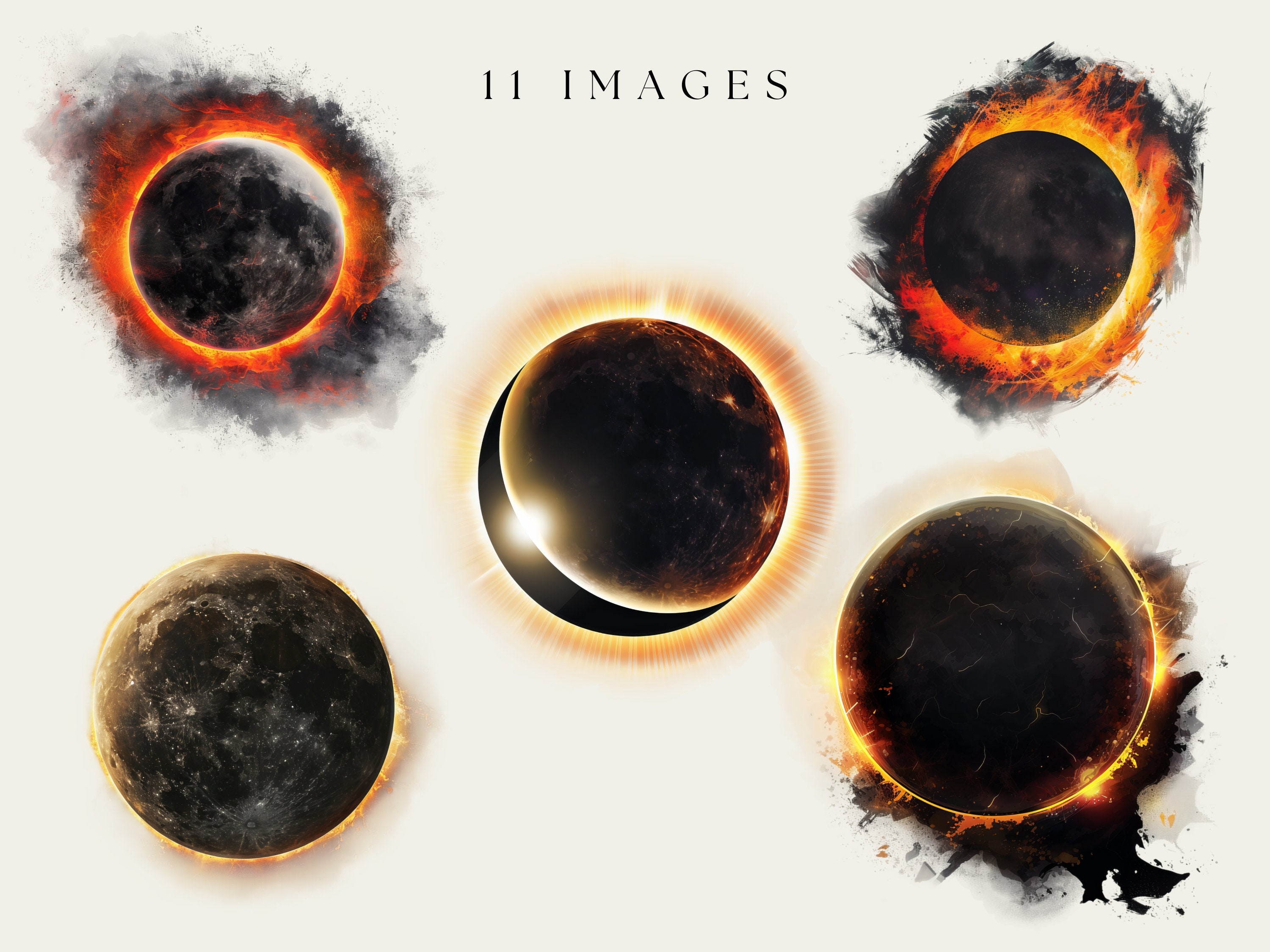 Solar Eclipse Clipart. Astrology Celestial PNG Bundle. Instant Digital ...