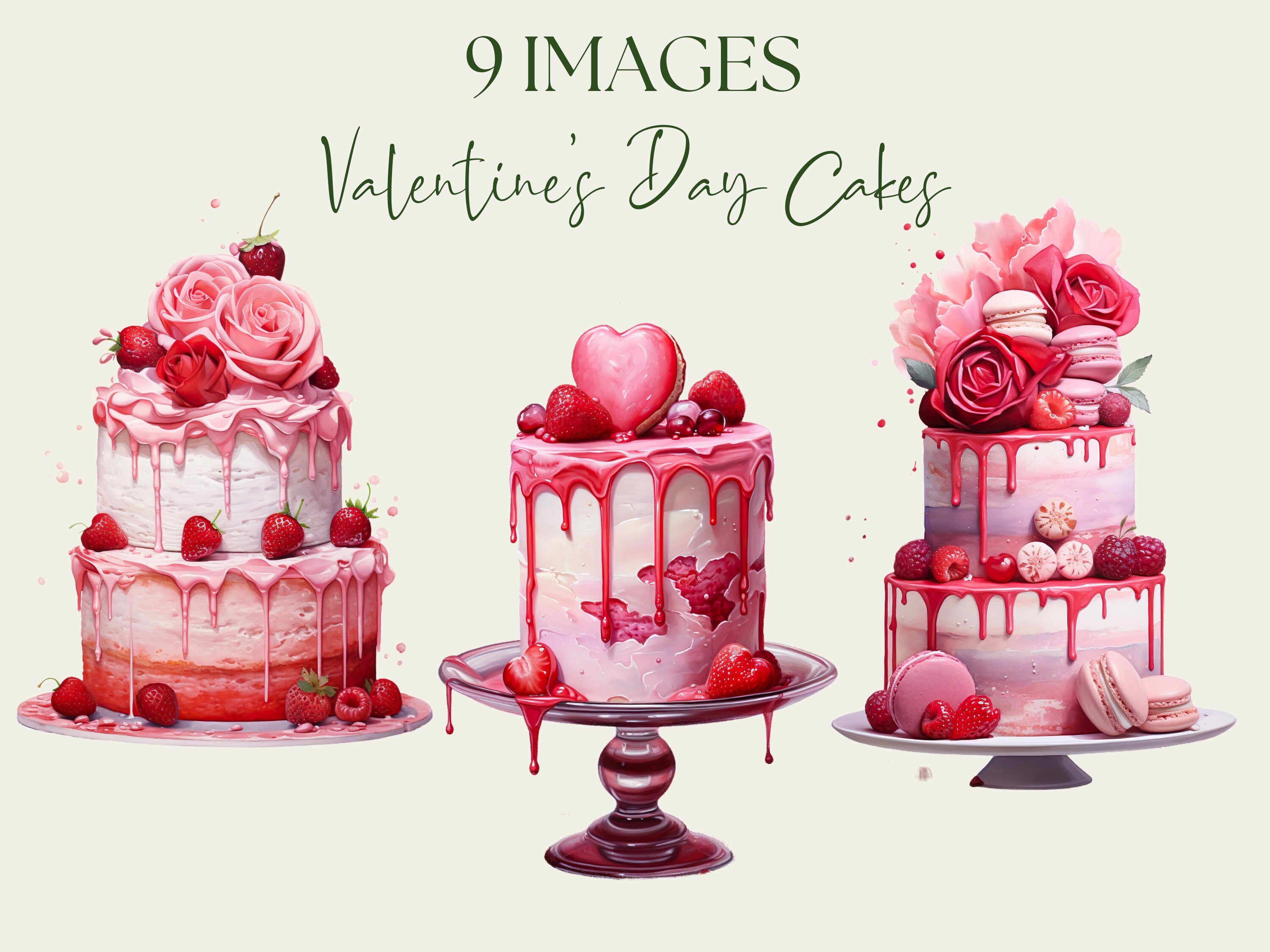 Sweet Valentines Day Clip Art. Pink and Red Valentine Cake Pngs ...