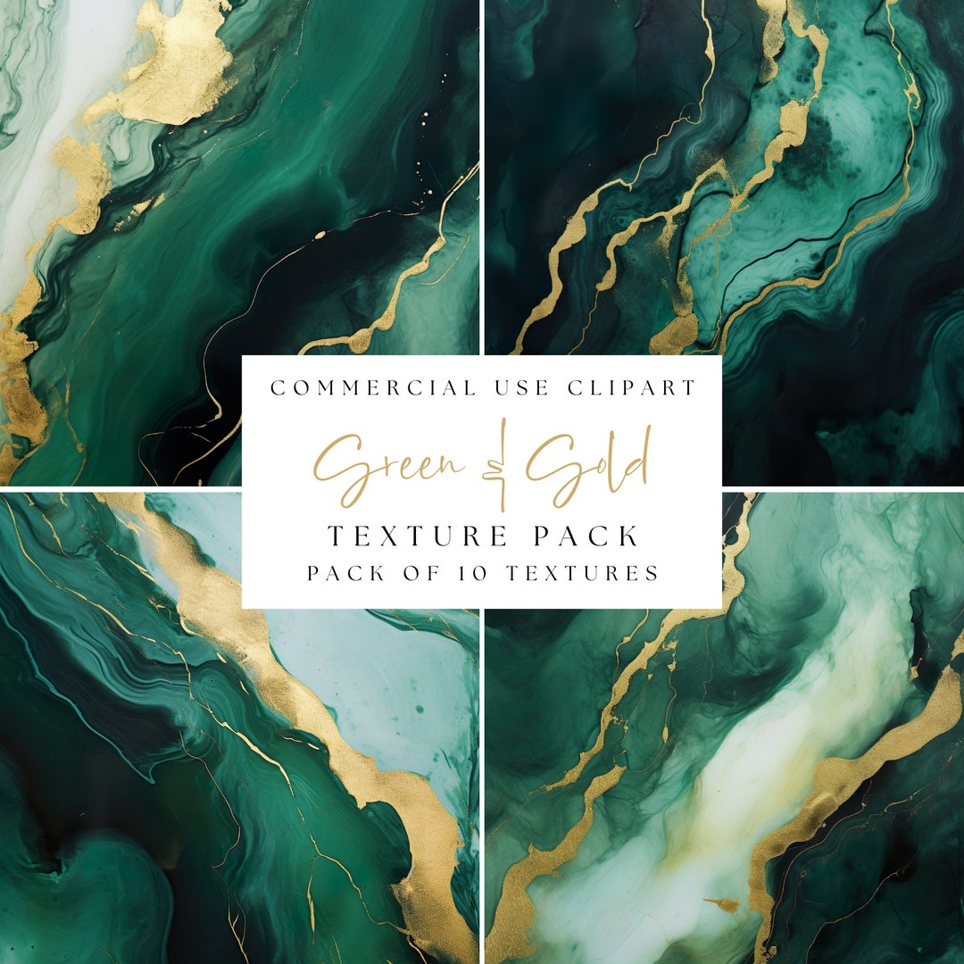 Green and Gold Abstract Texture Clipart. Commercial Use. Alcohol Ink ...