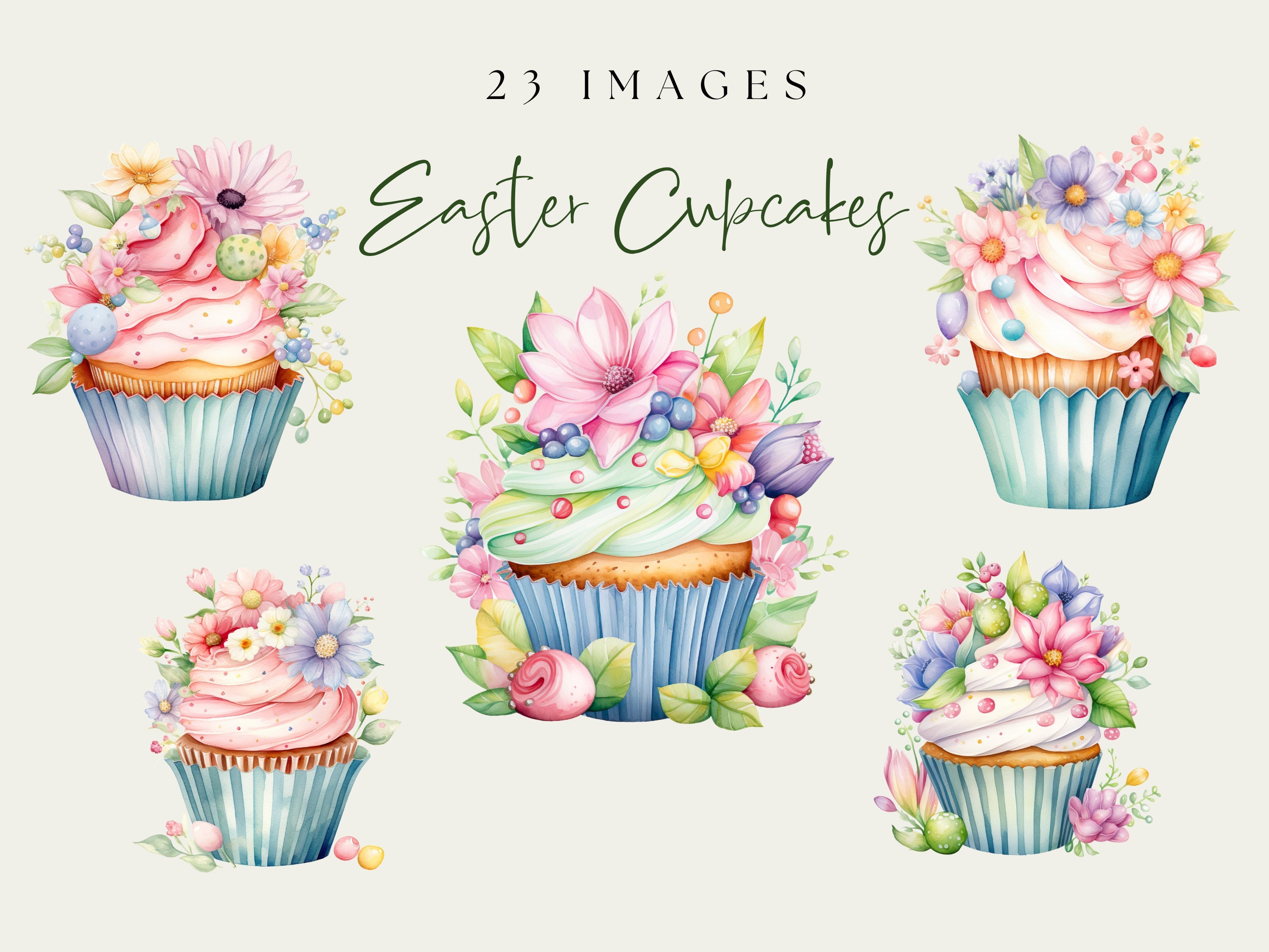 Easter Cupcake Clipart. Pastel Spring Cupcake Images. High Quality Pngs ...