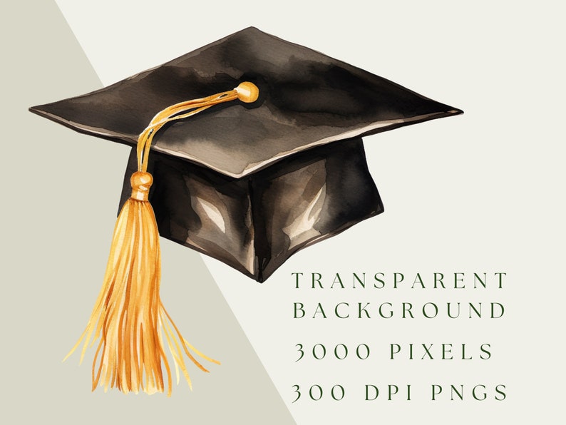 Graduation Tassel Clipart. Watercolor 2024 Graduation Cap PNG. College ...