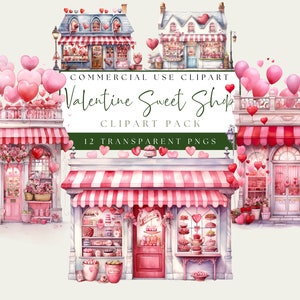 Valentine Candy Shop Clipart. Pink & Red Valentine Sweet Shop PNG ...