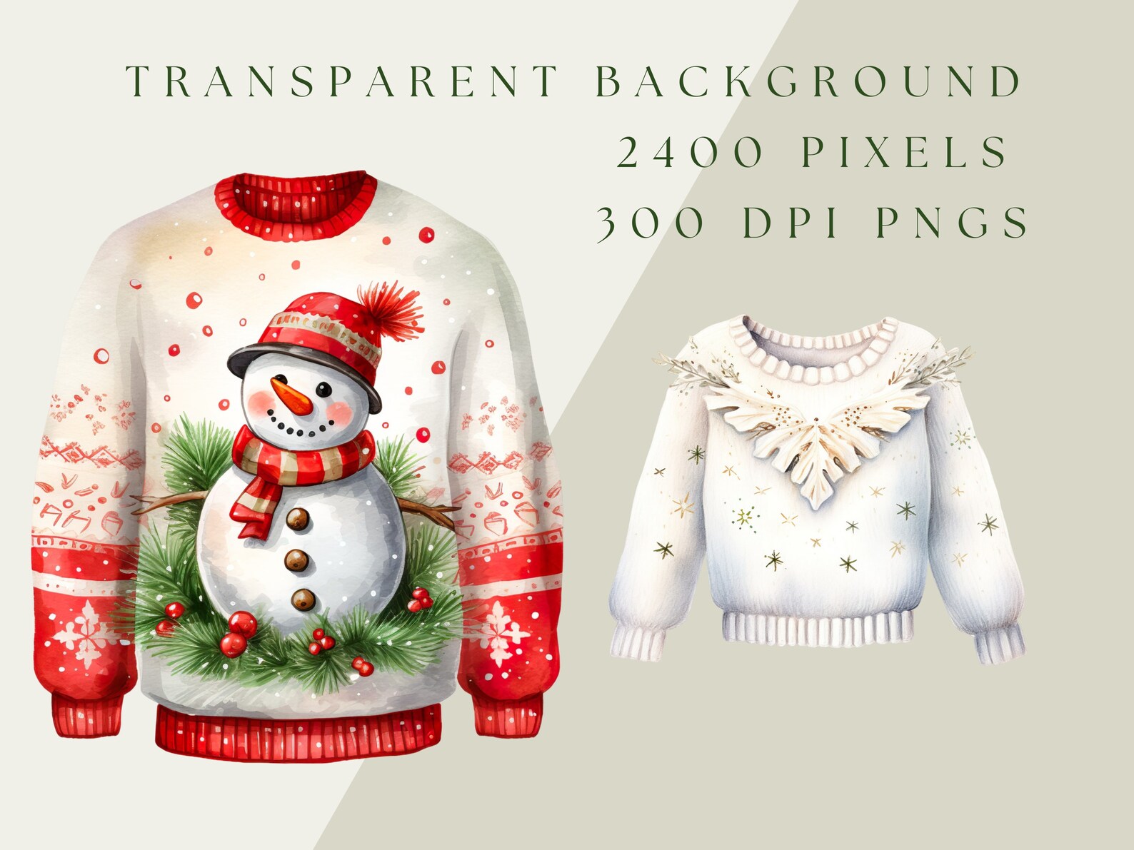 Christmas Jumper Clipart PNG. Watercolor Ugly Christmas Sweater Day ...