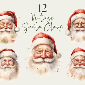 Santa Claus Clip Art. Watercolor Vintage Saint Nick Xmas PNG. Holiday ...