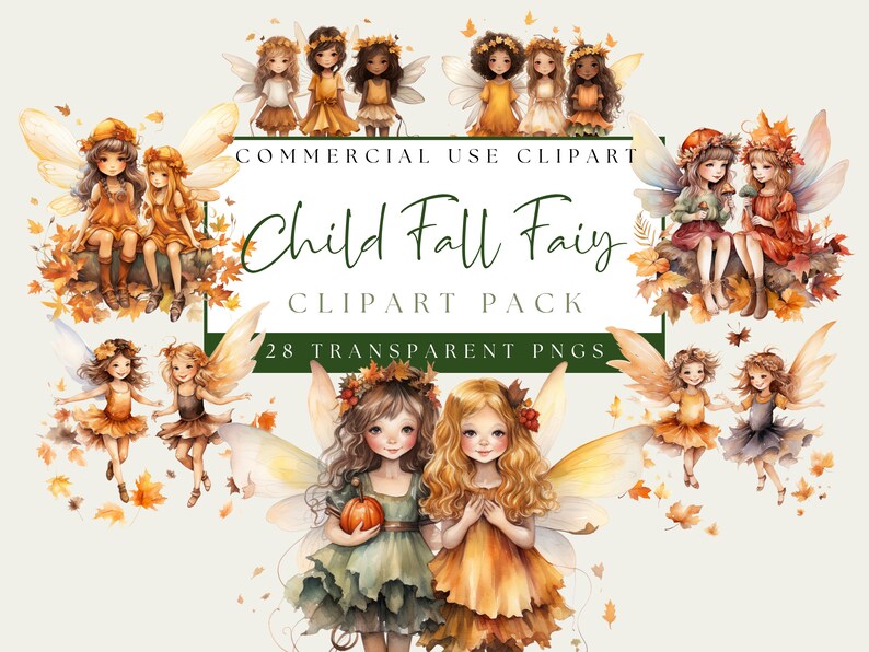 Fall Fairy Clipart. Autumn Child Fairies Watercolor Bundle. - Etsy