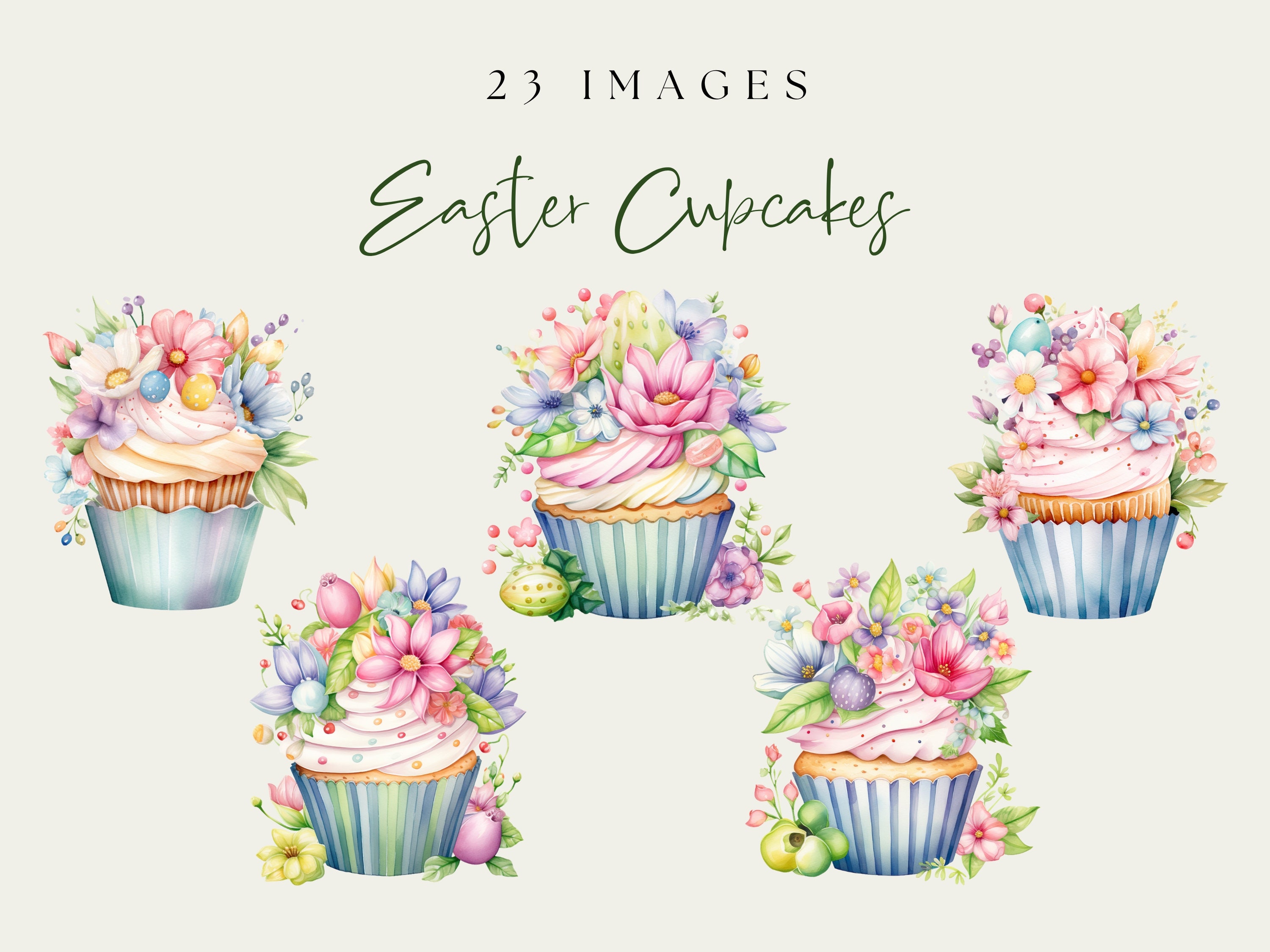 Easter Cupcake Clipart. Pastel Spring Cupcake Images. High Quality Pngs ...