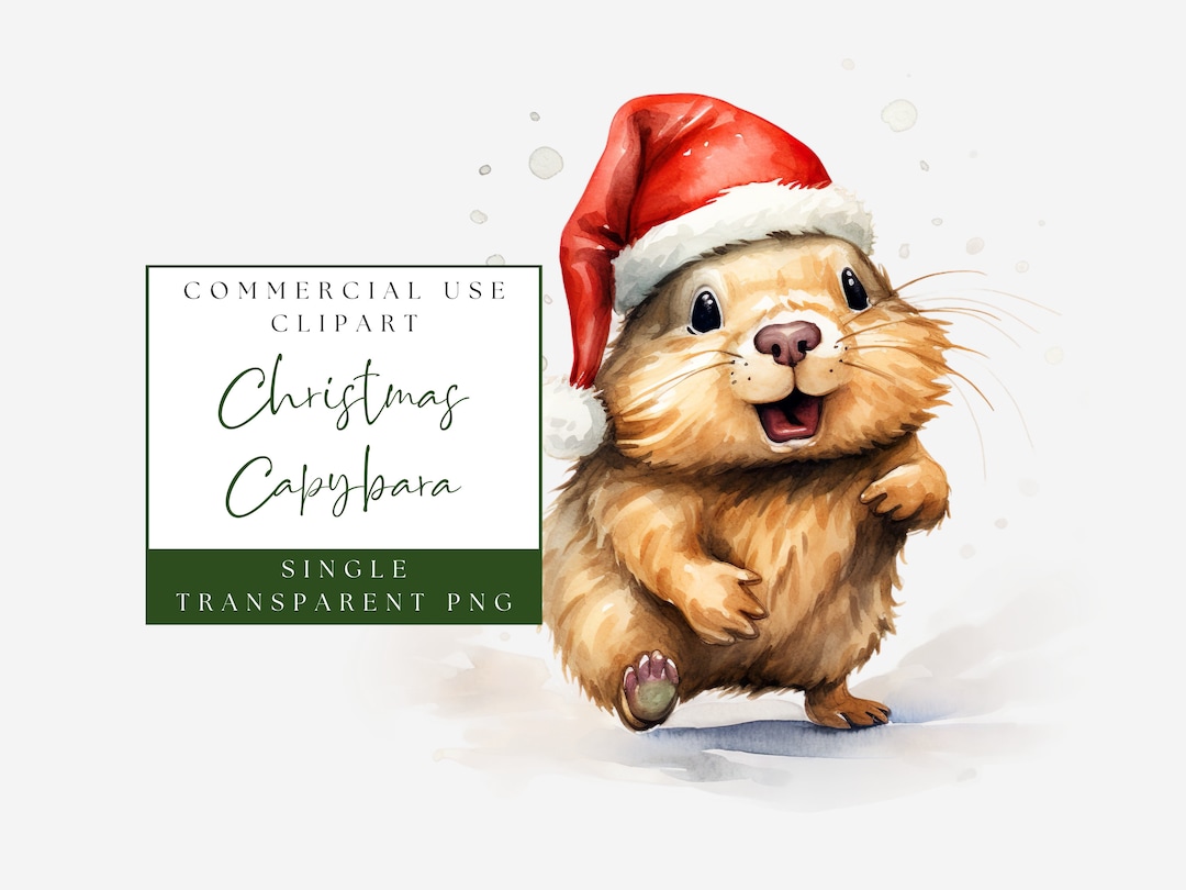 Christmas Capybara Clipart. Watercolor Cute Xmas Capybara Image ...