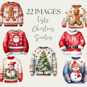 Christmas Jumper Clipart PNG. Watercolor Ugly Christmas Sweater Day ...