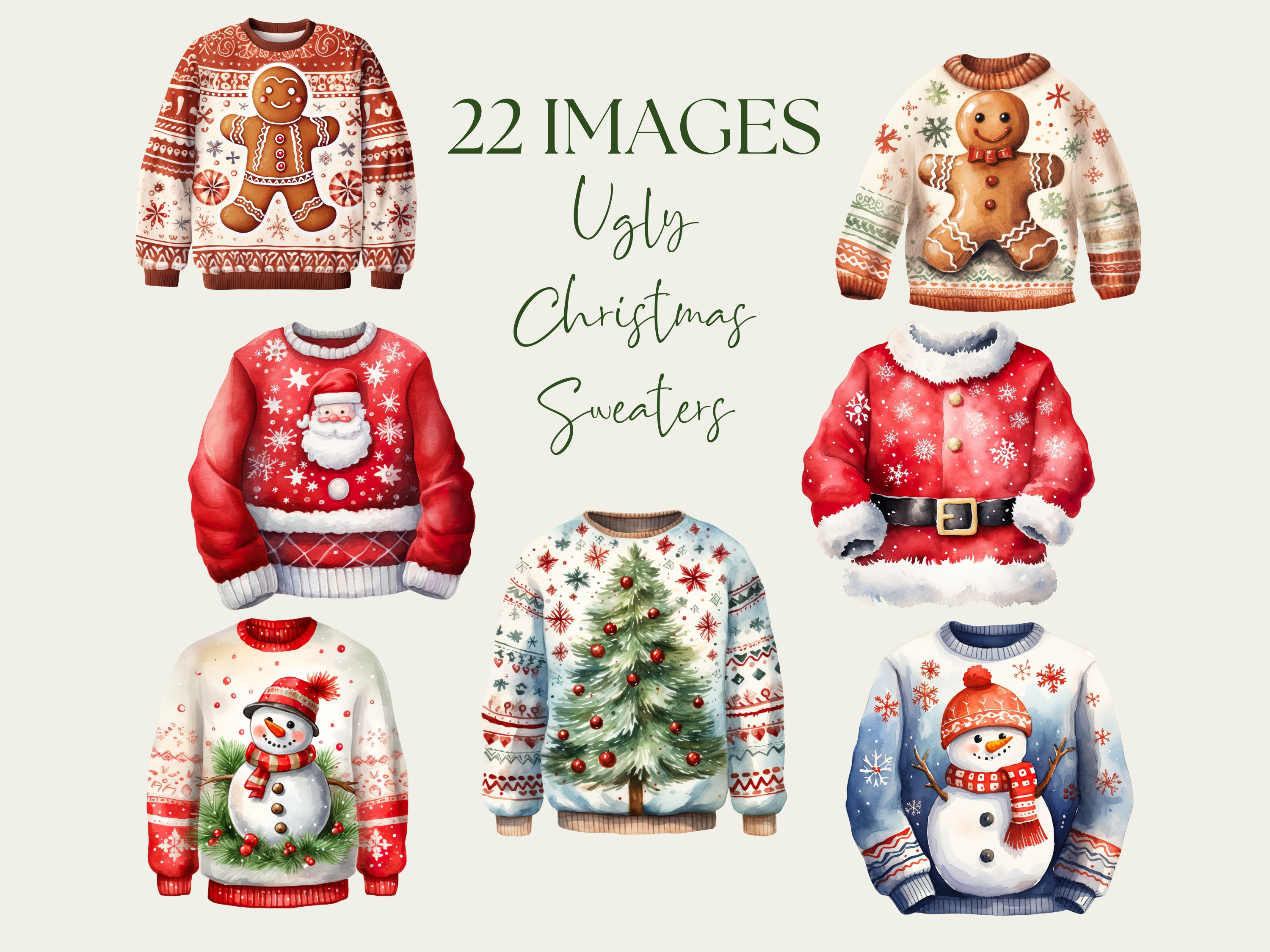 Christmas Jumper Clipart PNG. Watercolor Ugly Christmas Sweater Day ...