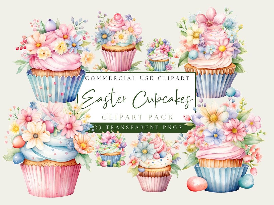 Easter Cupcake Clipart. Pastel Spring Cupcake Images. High Quality Pngs ...