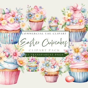 Easter Cupcake Clipart. Pastel Spring Cupcake Images. High Quality Pngs ...